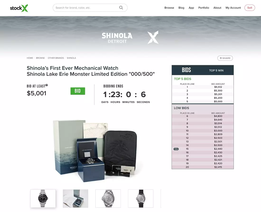 Shinola Lake Erie Monster – A márka első mechanikus órája – aukción debütál a StockX-en 1199_14