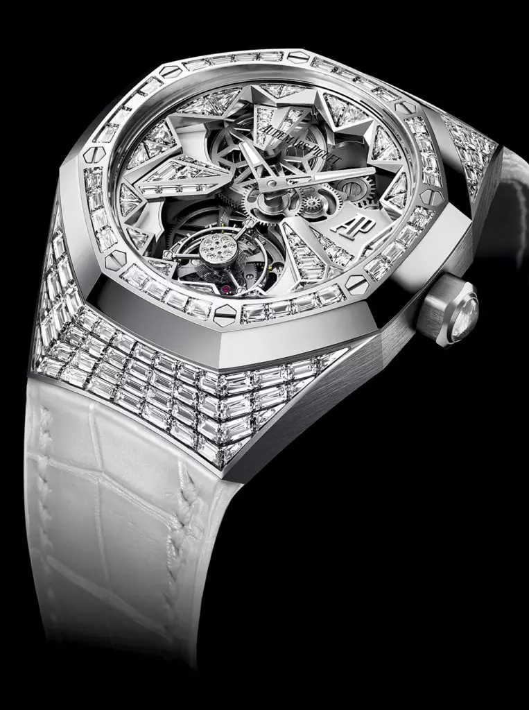 Audemars Piguet Royal Oak Concept Ladies' Flying Tourbillon සහ Double Balance Wheel Frosted Gold Openworked 13710_1