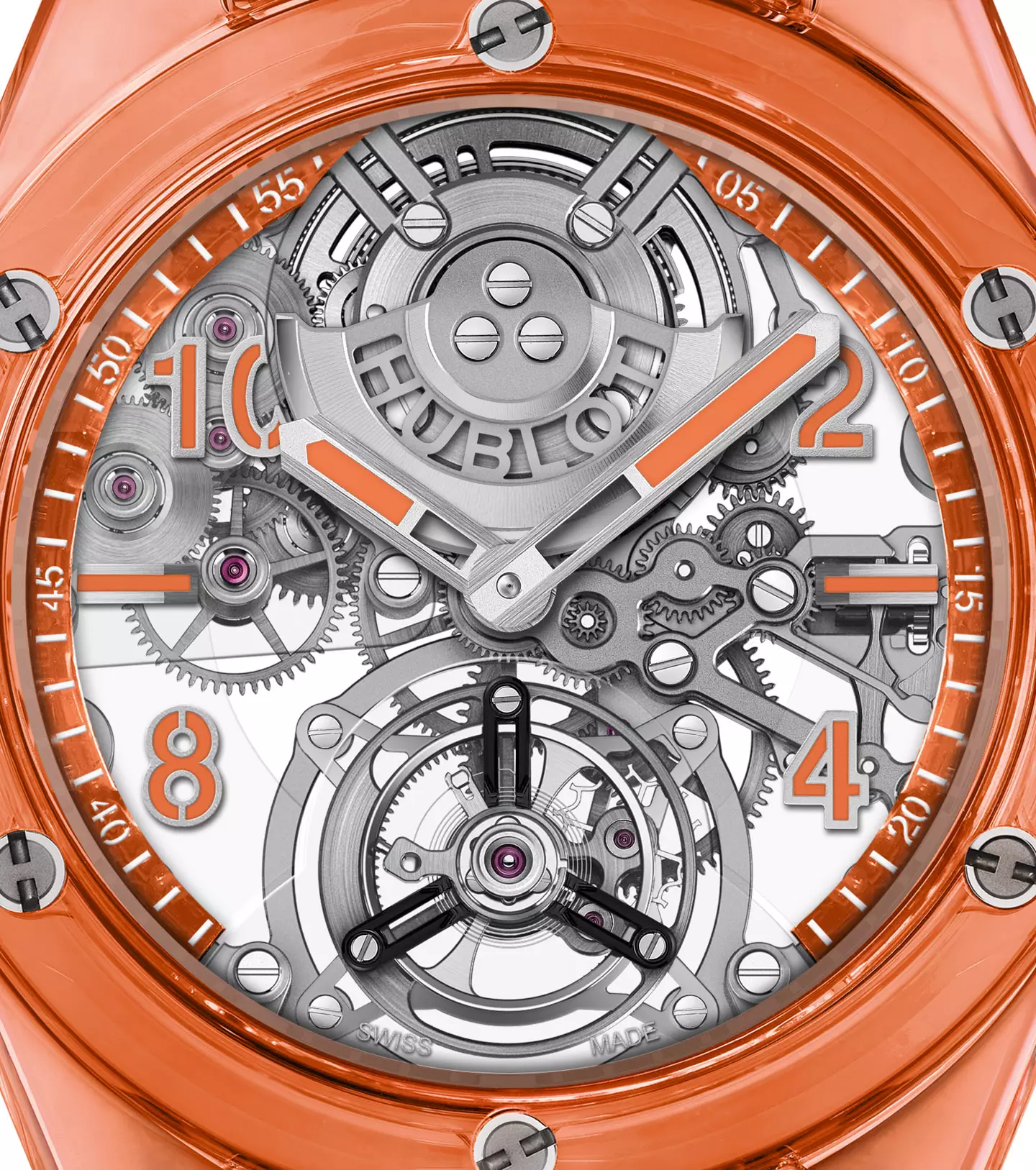 Automatické oranžové zafírové hodinky Hublot Big Bang Tourbillon 2023_2
