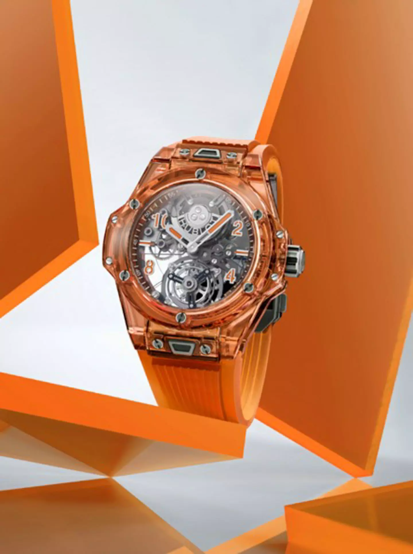 Automatické oranžové zafírové hodinky Hublot Big Bang Tourbillon 2023_3