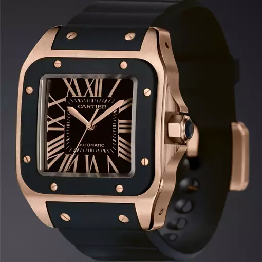 Cartier Santos 100 XL Rose Gold com pulseira de borracha disponível na lista de James 20550_1