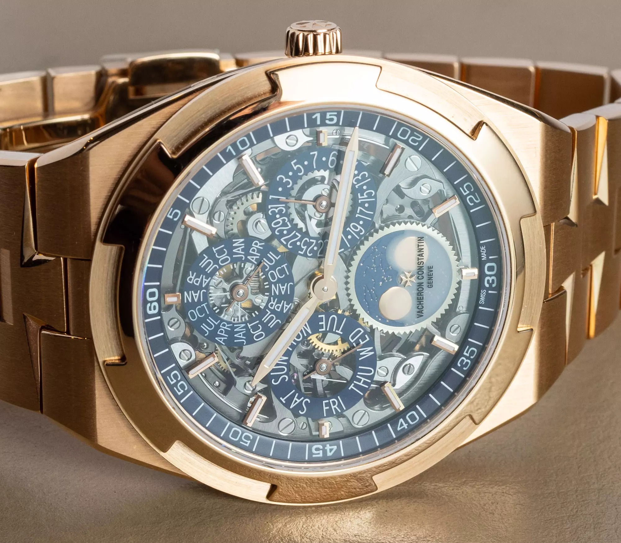 Vacheron Constantin Overseas Perpetual Calendar Ultra-Thin Skeleton 18k Rose Gold Watch 2153_7