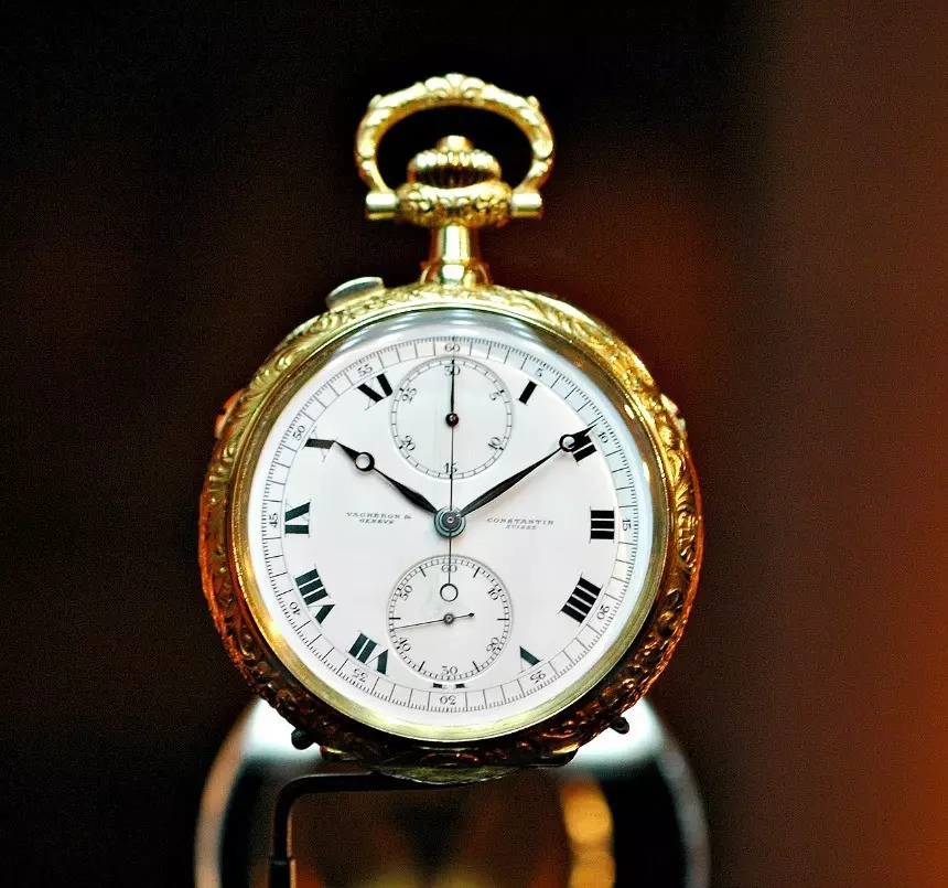 Eine historische Taschenuhr von Vacheron Constantin, ausgestellt auf der Veranstaltung zum 260-jährigen Jubiläum in NYC