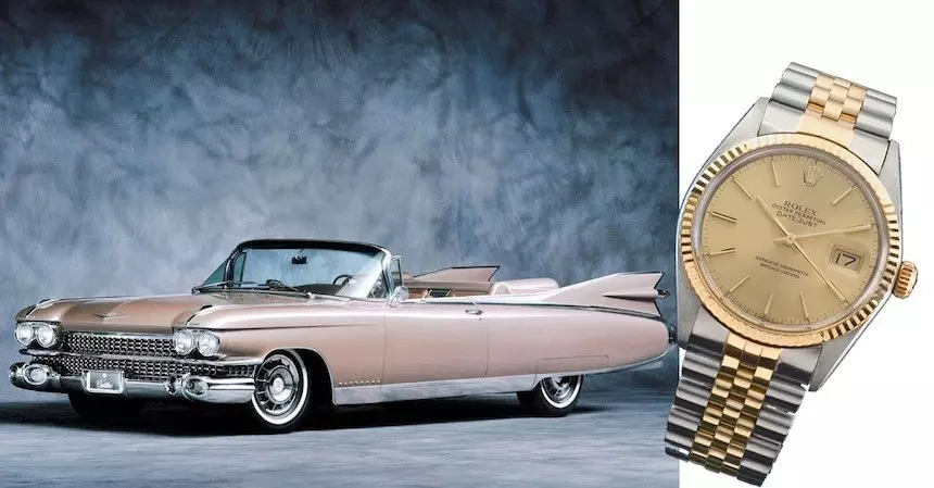 Richard Paige ha esplorato la popolare analogia auto d'epoca/orologio d'epoca utilizzando Cadillac e Rolex come soggetti.