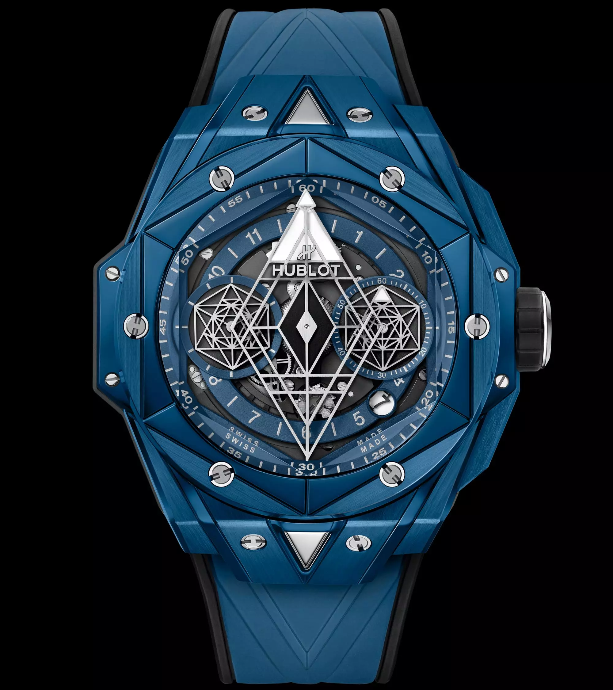 2021-ci il üçün Hublot Big Bang Sang Bleu II Seramik Xronoqraf Saatı 26323_5