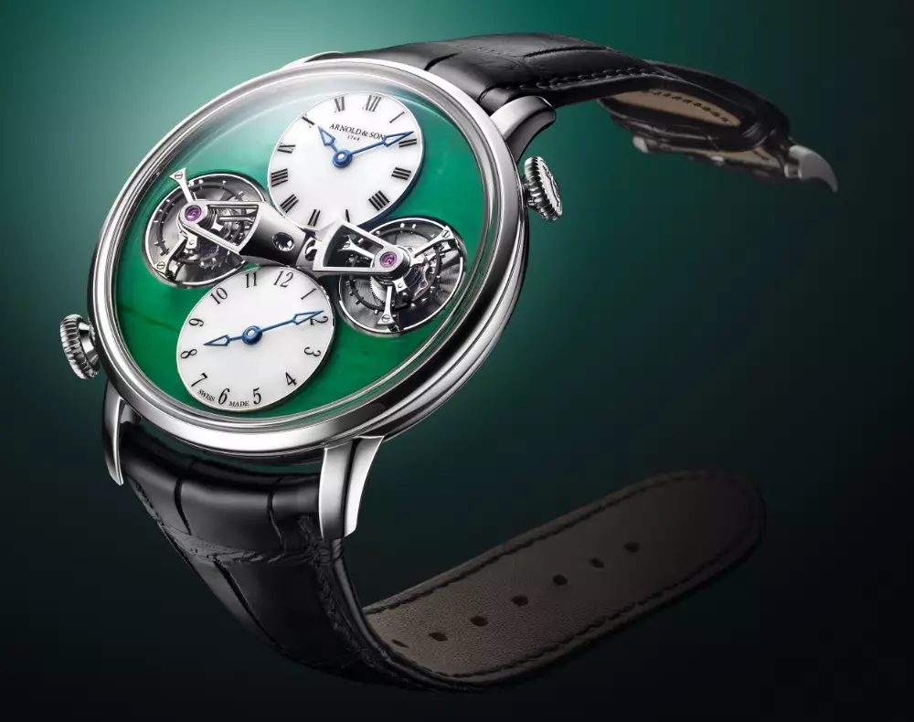 Arnold & Umuhungu Double Tourbillon Reba hamwe na Brilliant Green Jade Dial 2939_4