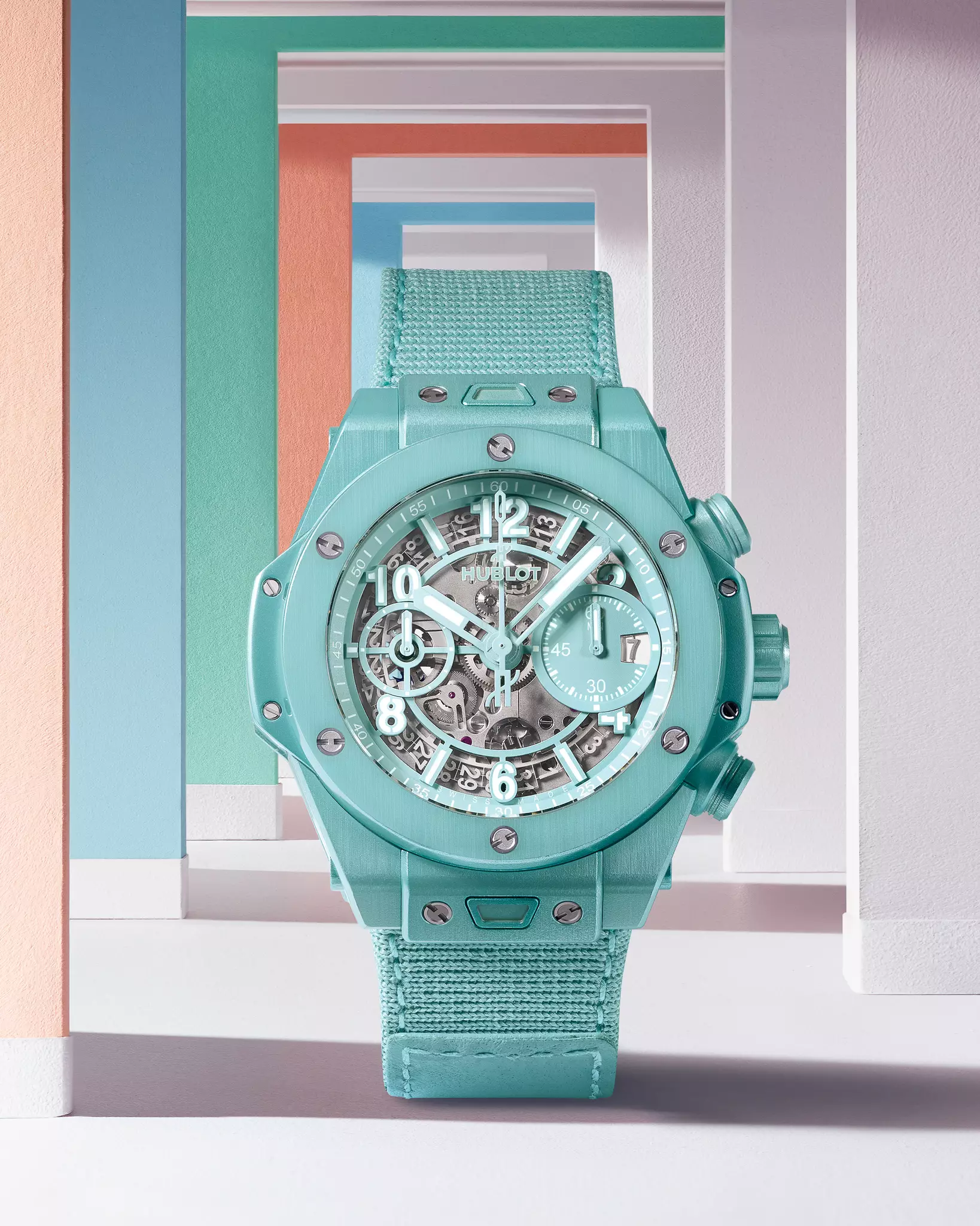 Hublot Yibira mucyi hamwe na Turquoise Nshya Anodize Aluminium Big Bang Unico 2977_1