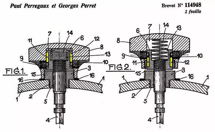 Perregaux Perret tiram pra-rolex skru ke bawah paten mahkota 114948