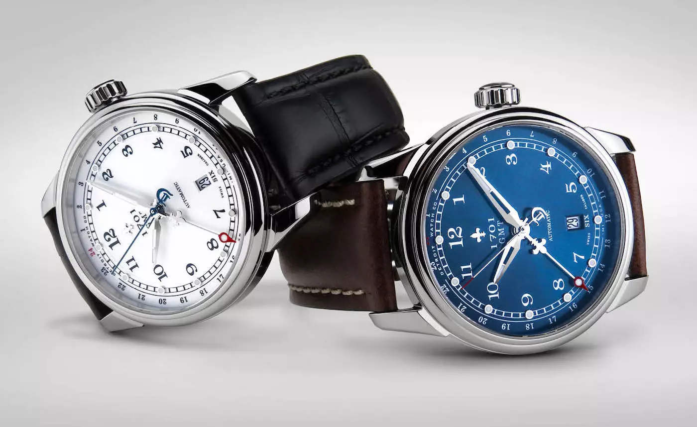 דעטראָיט-וואַך-פֿירמע-1701-Pontchartrain-Blue-GMT-Dual-Timezone-Watch