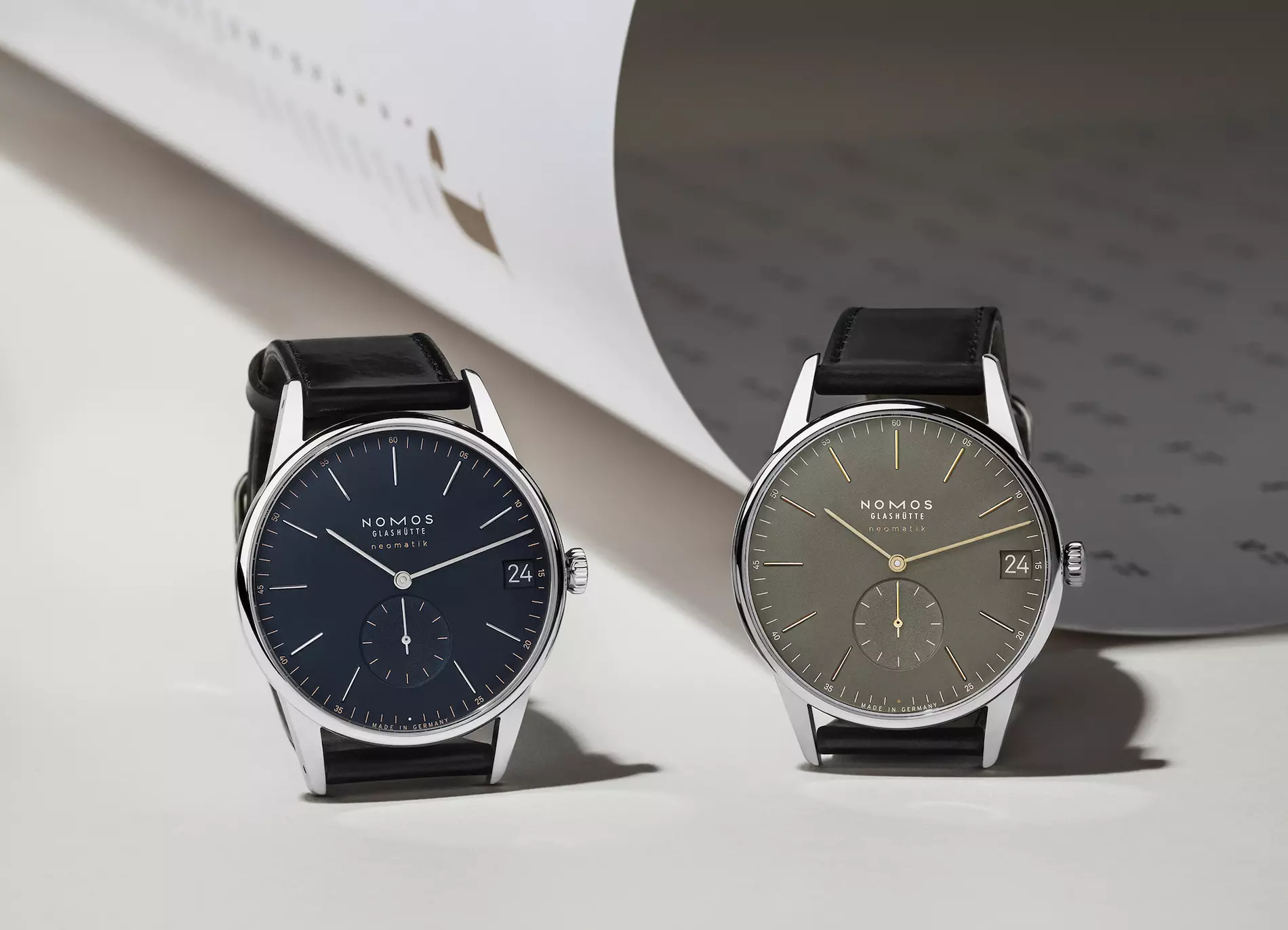 Часы Nomos Orion Neomatik 41 Date в темно-синем и оливково-зеленом цветах 32654_1