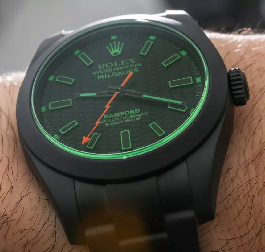 Bamford Watch Department Rolex Milgauss hitam hijau