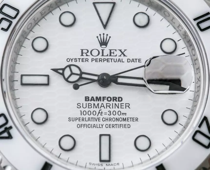 Dial putih teknis Bamford Watch Department Rolex Submariner