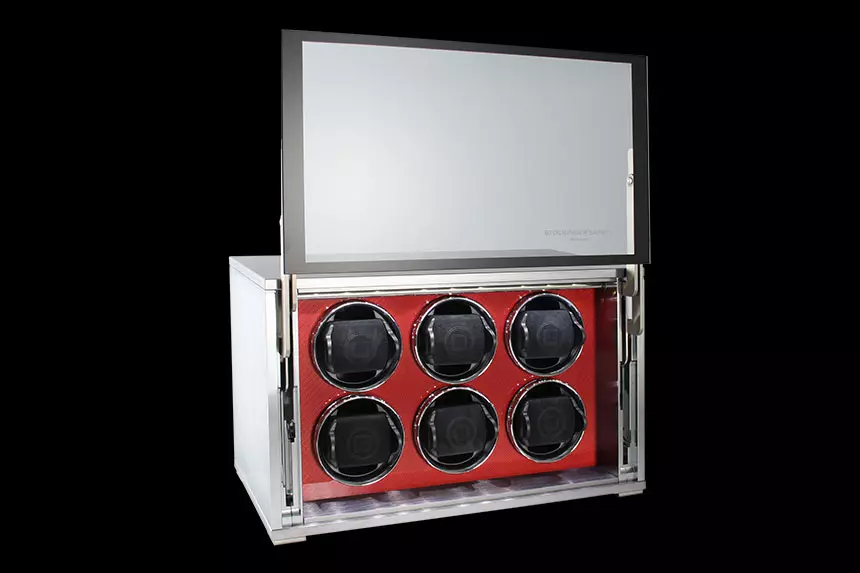 Hodinky-Natahovačka-Cabinet-6V-červený-karbon