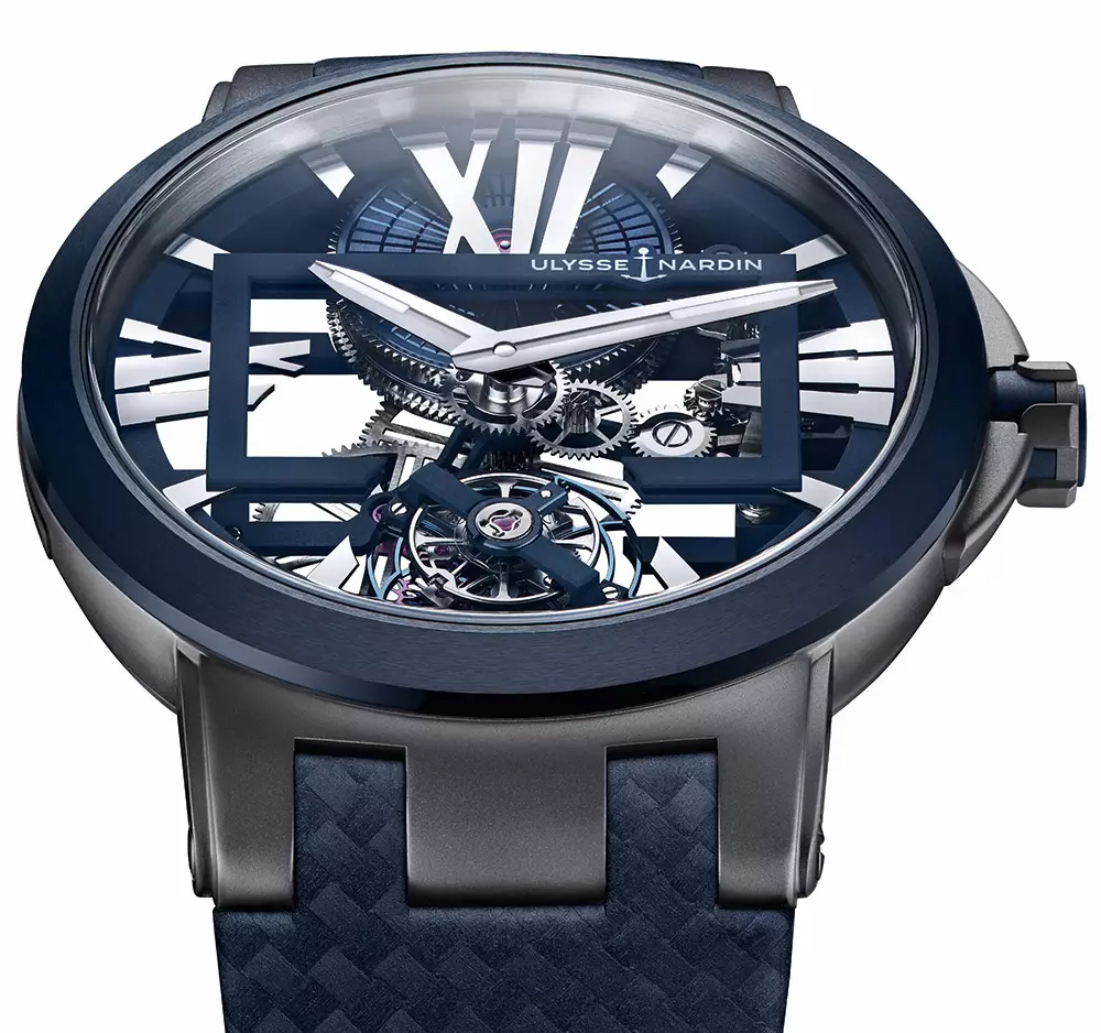 Ulysse Nardin အမှုဆောင် Skeleton Tourbillon အပြာရောင်နာရီ 40976_2