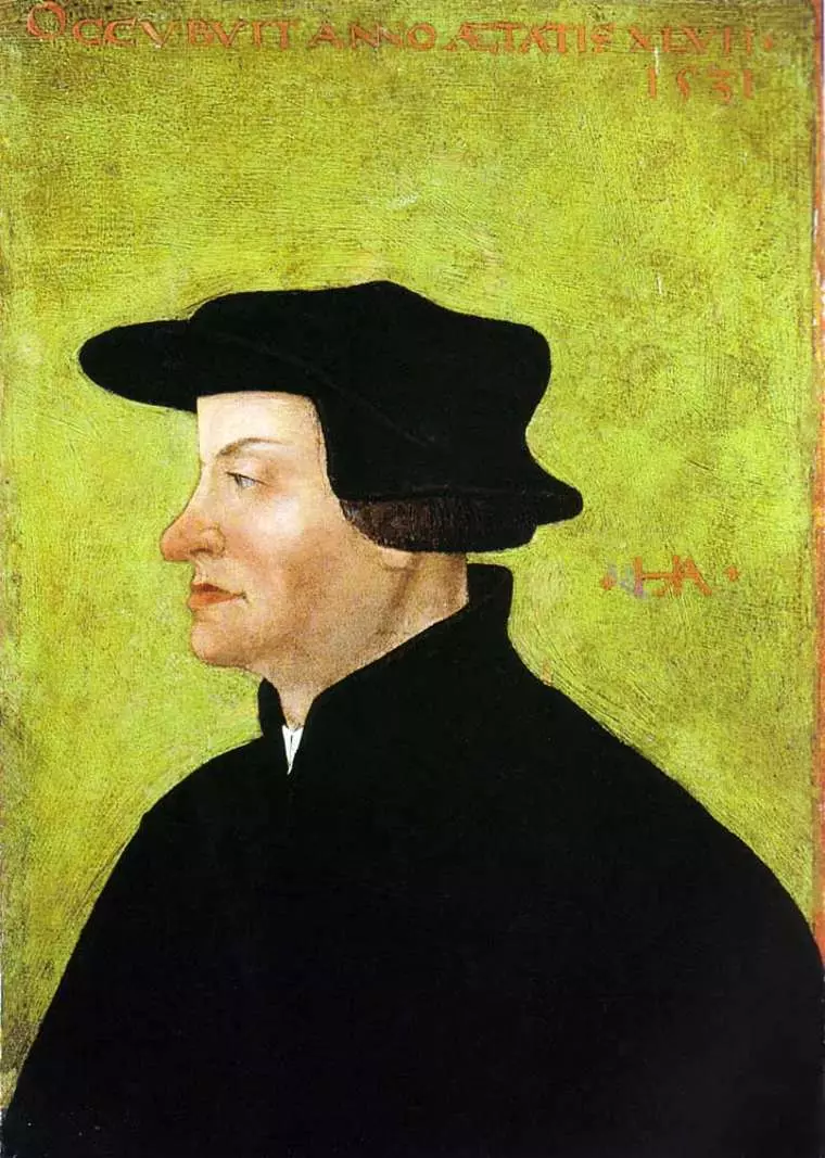 Huldrych Zwingli (1484-1531), inkokeli yoHlaziyo eSwitzerland