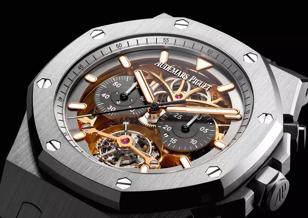 Audemars Piguet Royal Oak Tourbillon Xronoqraf Açıq İşlənmiş Material Yaxşı Saat 44990_1