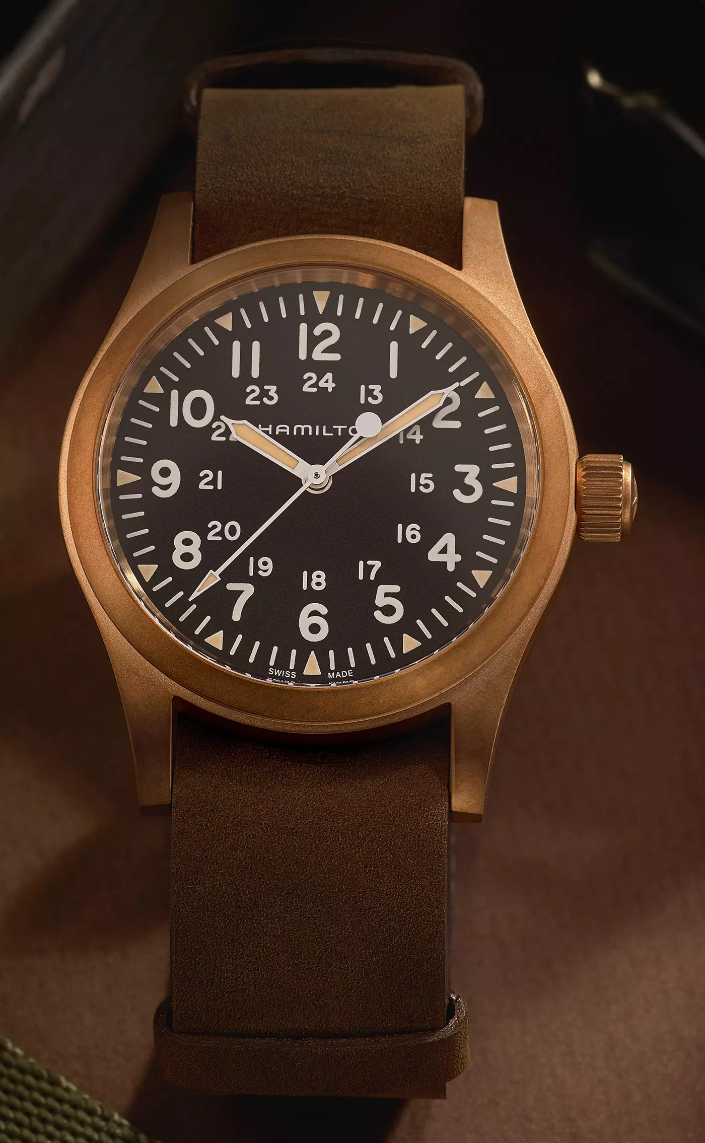 Hamilton Faʻasalalau Khaki Field Mechanical Bronze Watch 4714_1