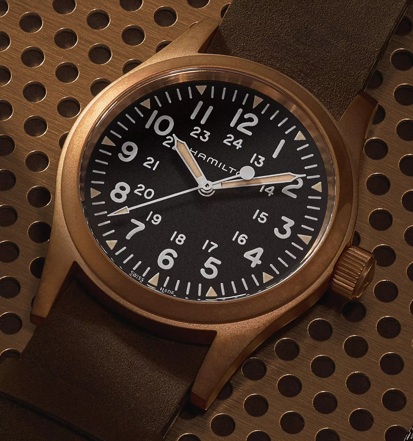 Hamilton Faʻasalalau Khaki Field Mechanical Bronze Watch 4714_3