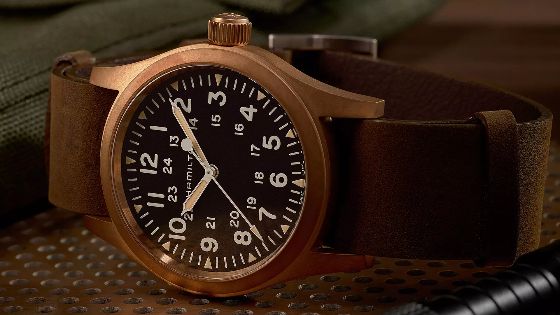 Hamilton Faʻasalalau Khaki Field Mechanical Bronze Watch 4714_5