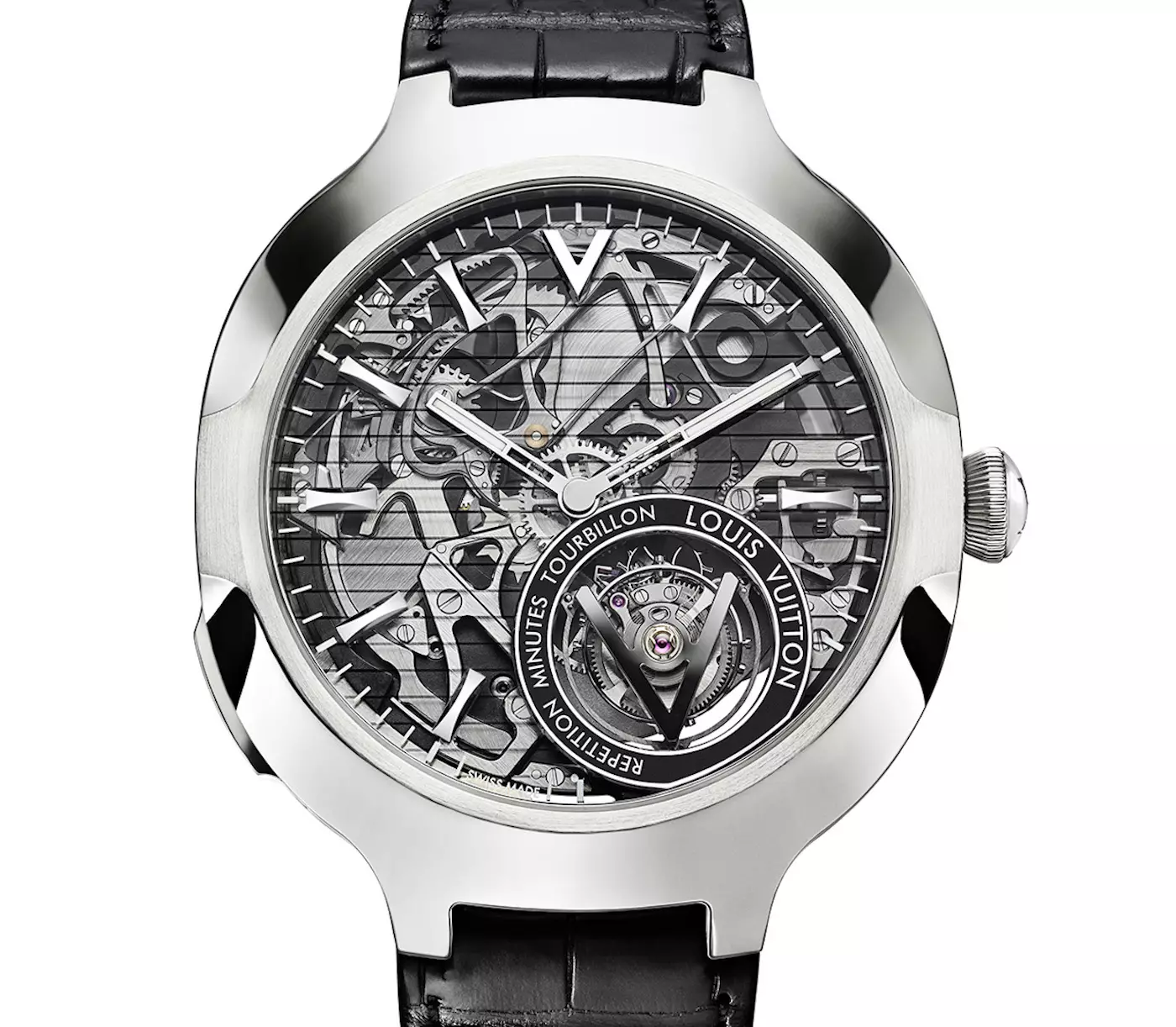 Louis-Vuitton-Voyager-Minute-Repeater-Latający-Tourbillon-Zegarek-Diamenty-Strzał-Żołnierza