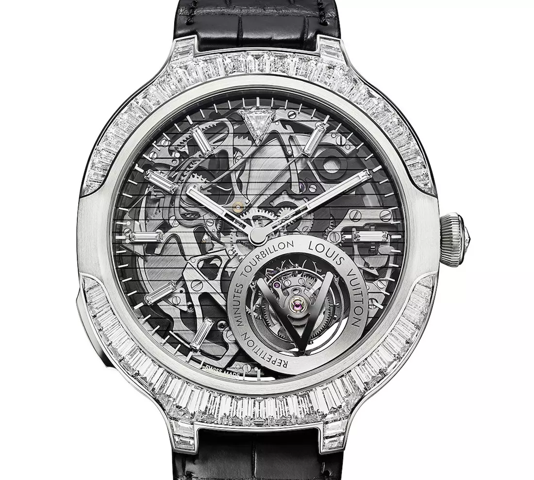 Louis-Vuitton-Voyager-Minute-Repeater-Latający-Tourbillon-Zegarek-Diamenty-Strzał-Żołnierza