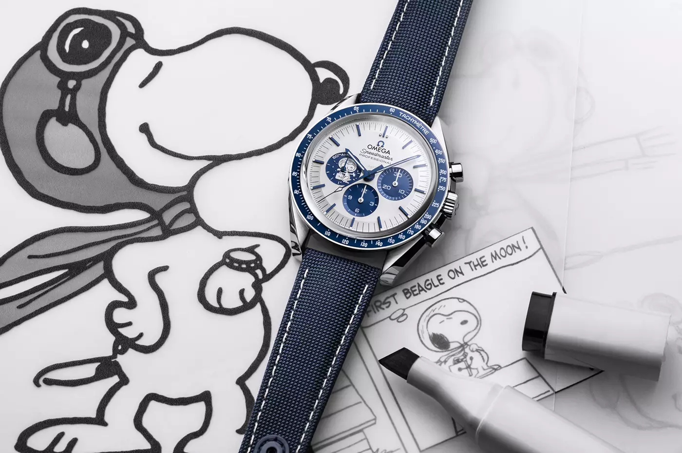 Омега Күміс Snoopy сыйлығының 50 жылдық мерейтойын жаңа Speedmaster Moonwatch көмегімен атап өтті. 7657_3