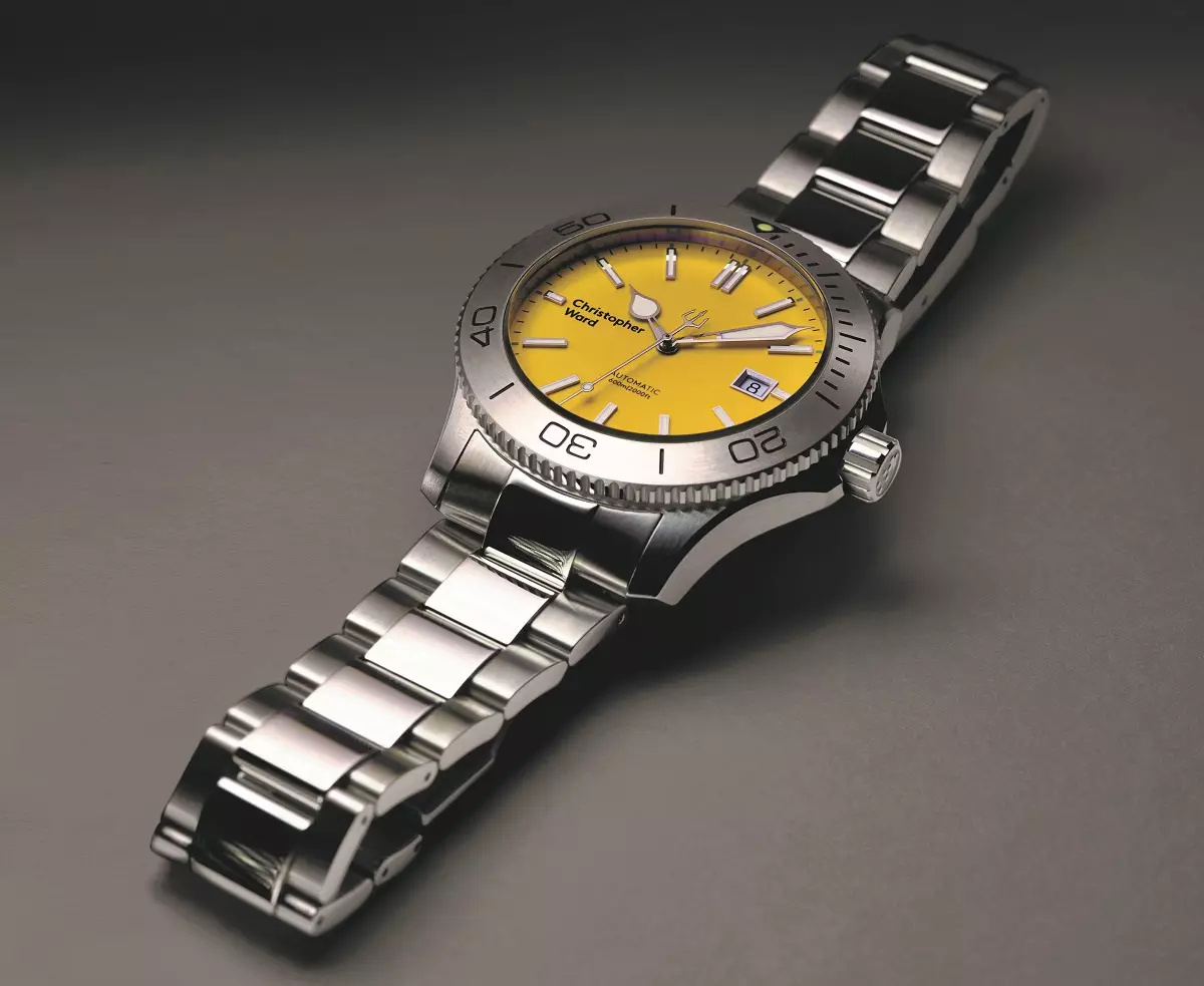 Christopher Ward C60 Trident 316L Edición limitada Reloj de buceo amarillo 7981_4