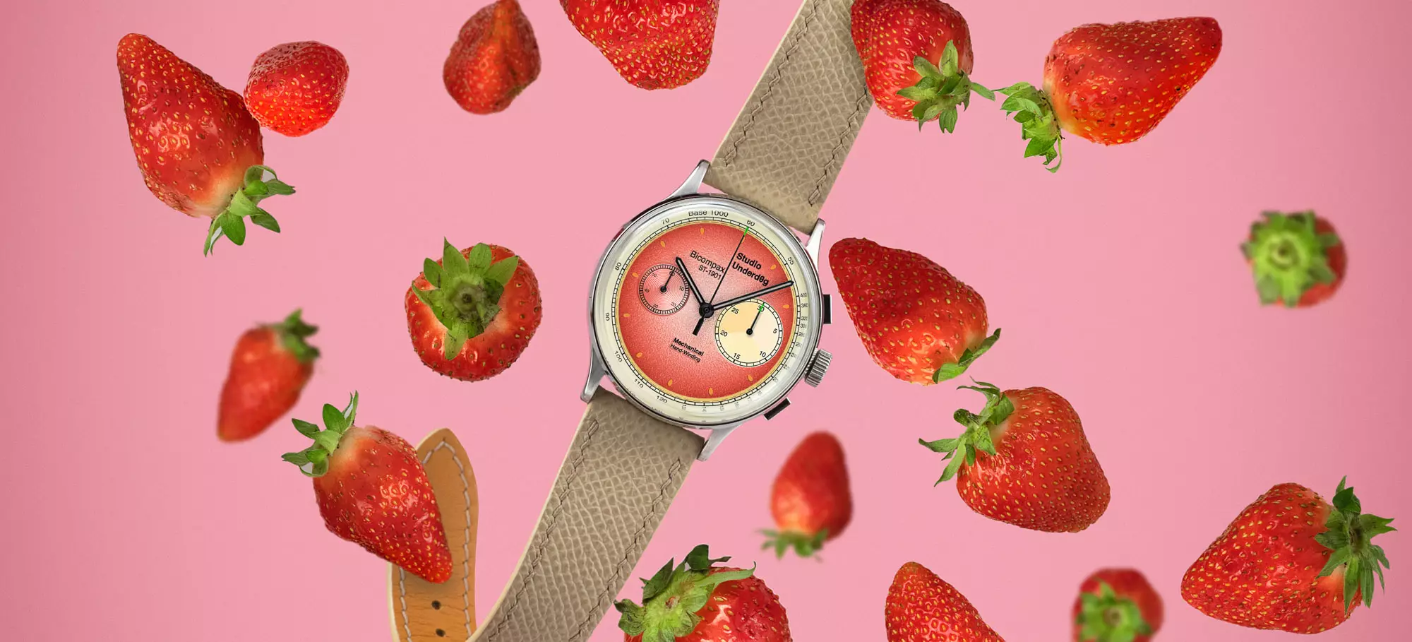 „Studio Underd0g“ pristato laikrodį „Strawberries & Cream“.