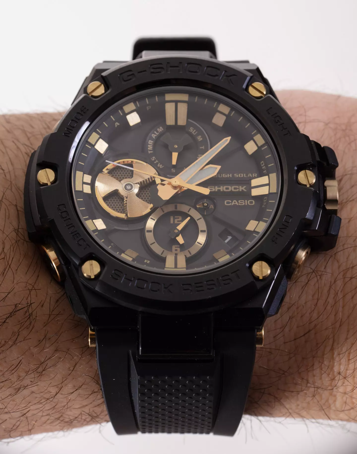 Zum Anfassen: Casio G-Shock G-Steel GSTB100GC-1A Black & Gold Uhr 8780_4