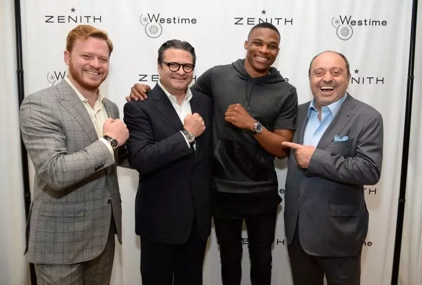 Westime - Greg Simonian, Aldo Magada (CEO Zenith), Russell Westbrook e John Simonian.