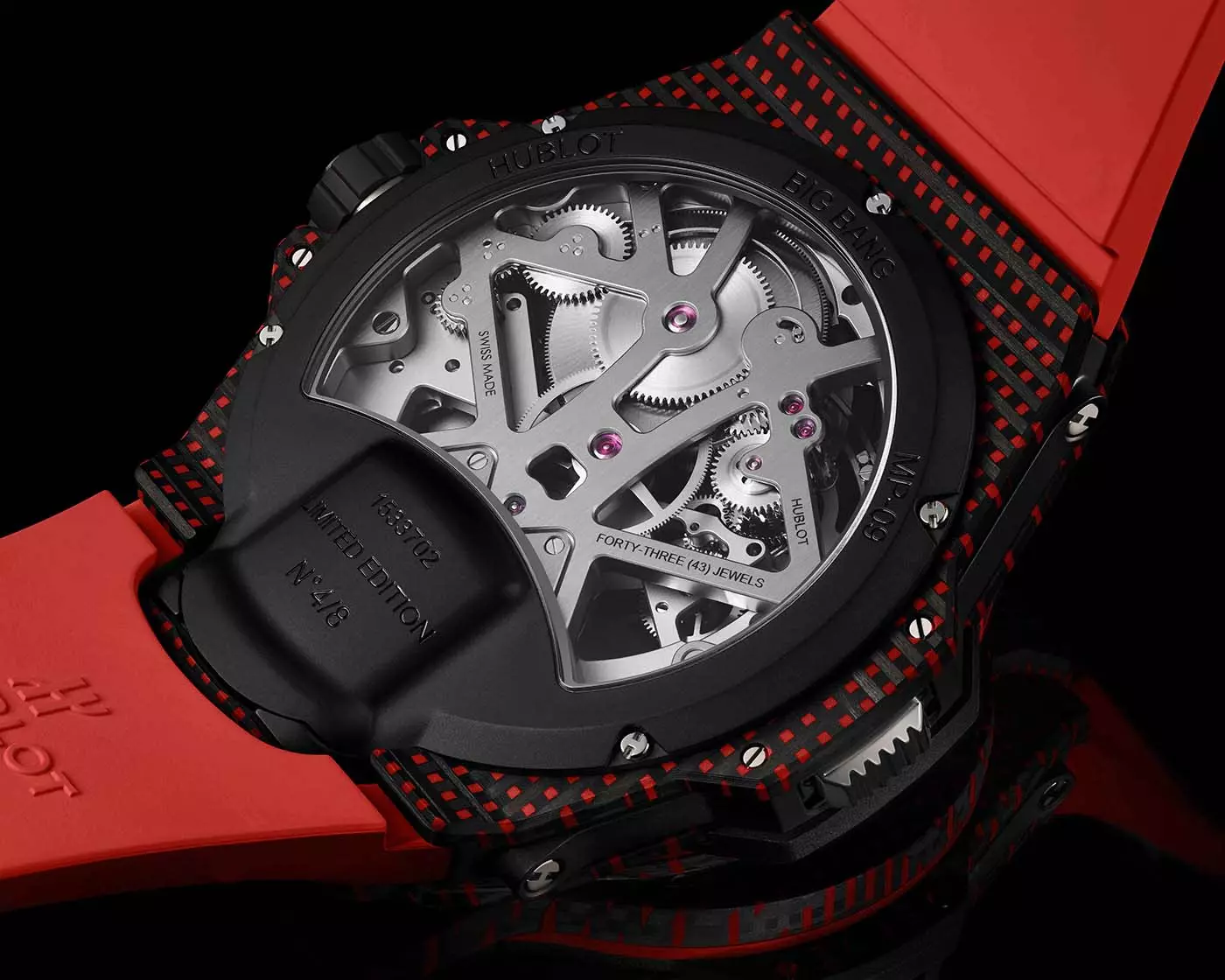 I-Hublot ityhila i-Little-Edition yeMP-09 yeTourbillon Bi-Axis Iintsuku ezi-5 zokuGcinwa koMbane 3D uthotho lweKhabhoni yokuJonga 9461_6