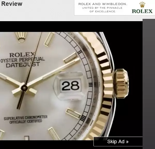 Đồng hồ Rolex áp dụng quảng cáo trên Internet trên YouTube 9559_1