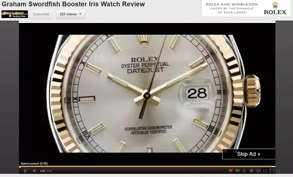 Ure Rolex sprejemajo spletno oglaševanje YouTube 9559_2
